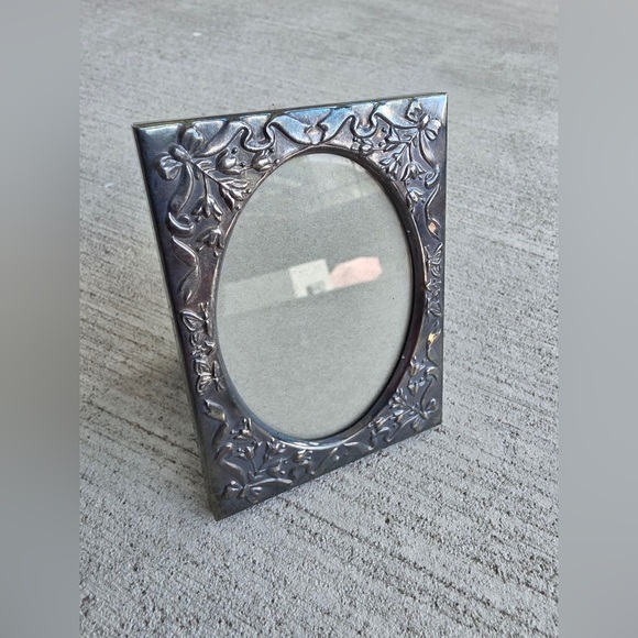 Other | Vintage Art Nouveau Style Metal Photo Frame Floral Embossed ...
